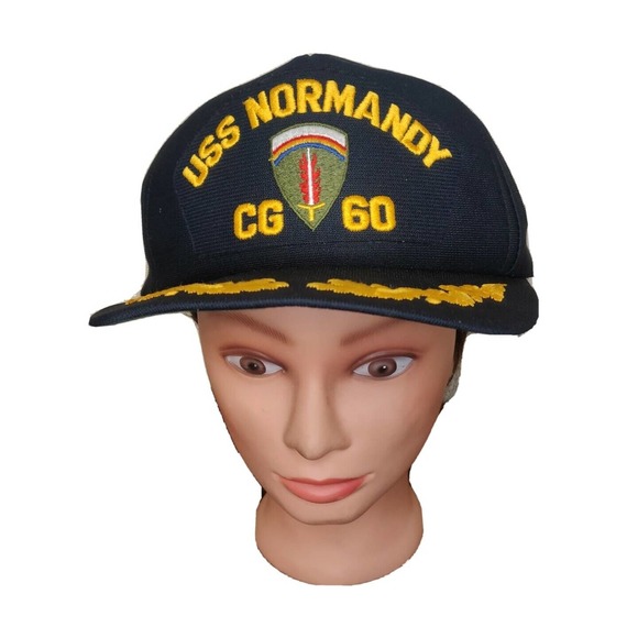 Accessories | Vintage Uss Normandy Cg 6 Naval Snapback Hat Navy Blue ...